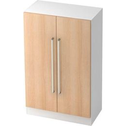 Aktenschrank TARVIS, mit Griff ohne Schloss, 3 Ordnerhöhen, B 800 x T 420 x H 1270 mm, weiß/Eiche-Dekor
