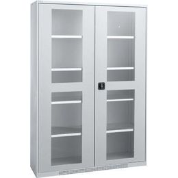 Sch&auml;fer Shop Sch&auml;fer Shop Genius Fl&uuml;gelt&uuml;renschrank FS, Stahl, Sichtfenster, L&uuml;ftungsl&ouml;cher, B 1343 x T 520 x H 1950 mm, 5 OH, Wei&szlig;alu/Wei&szlig;alu, bis 750 kg