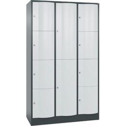 C+P Kombi-Schlie&szlig;fachschrank Resisto, 3 Abteile, 10 F&auml;cher, B 1148 x T 540 x H 1950 mm, Anthrazitgrau/Lichtgrau