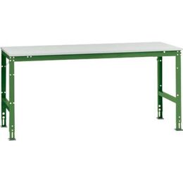 Manuflex Arbeitstisch UNIVERSAL Standard, 2000 x 1000 mm, Melamin lichtgrau, resedagr&uuml;n