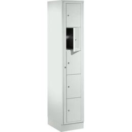Verteilerschrank, mit Zentralt&uuml;r, Abteilbreite innen 350 mm, Breite 350 mm, 5 F&auml;cher, lichtgrau