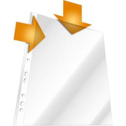 Durable Prospekth&uuml;llen, DIN A4, oben und Lochseite offen, 100 St&uuml;ck, genarbt, transparent