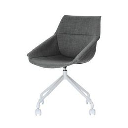 Schalenstuhl Luge, 2er-Set, B 555 x T 580 x H 840 mm, um 360&deg; drehbar, Rollen, gepolstert, Polypropylen & Stahl lackiert, anthr./wei&szlig;