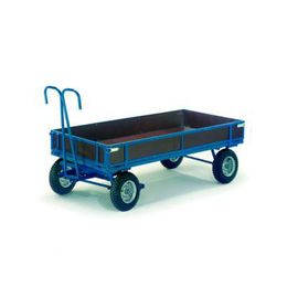 ROLLCART Handpritschenwagen mit Bordw&auml;nden, Luftr&auml;der, 2460 x 1210 mm