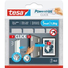 Tesa&reg; Powerstrips CLICK SMALL, 1,8 kg, 4 x 2 Streifen, selbstklebend, ideal f&uuml;r kleine Deko-Objekte