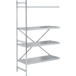 Regalsystem, Anbauregal, Edelstahl, gelochter Boden, H 2000 x B 1175 x T 600 mm