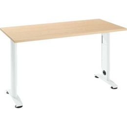 Sch&auml;fer Shop Home Office Tisch Login, C-Fu&szlig;, B 1300 x T 650 mm, Ahorn/verkehrswei&szlig;