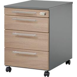 Sch&auml;fer Shop Sch&auml;fer Shop Select Rollcontainer Start Off 1233, 3 Sch&uuml;be, Utensilienauszug, B 432 x T 580 x H 595 mm, graphit/Eiche