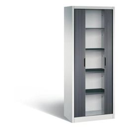 C + P Rollladenschrank Omnispace, 5 OH, abschlie&szlig;bar, B 800 x T 420 x H 1980 mm, Stahl/Kunststoff, lichtgrau/schwarzgrau
