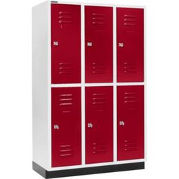 Sch&auml;fer Shop Sch&auml;fer Shop Select Kleiderspind, mit 3 x 2 Abteilen, 400 mm, mit Sockel, Zylinderschloss, T&uuml;r rubinrot