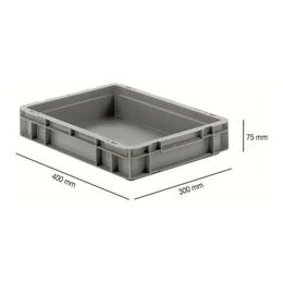 Sch&auml;fer Shop Euro Box Serie EF 4070, aus PP, Inhalt 6,9 L, geschlossene W&auml;nde, Unterfassgriff, grau
