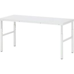 Rau Basistisch Serie E, manuell h&ouml;henverstellbar, 22 mm Spanplatte mit Melaminbelag, bis 450 kg, B 1800 x T 900 x H 650-1000 mm, lichtgRau