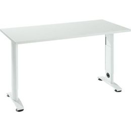 Sch&auml;fer Shop Home Office Tisch Login, C-Fu&szlig;, B 1300 x T 650 mm, lichtgrau/verkehrswei&szlig;