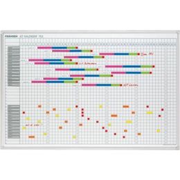 Franken Jahreskalender JetKalender JK753, 53 Kalenderwochen, magnethaftend, Ablageschale, B 900 x H 600 mm, Stahl & Aluminium, wei&szlig;