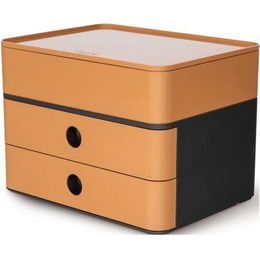 Schubladenbox HAN Allison Smart-Box Plus, 2 Sch&uuml;be mit Trennw&auml;nden, Utensilienbox, stapelbar, ABS-K., caramel-brown