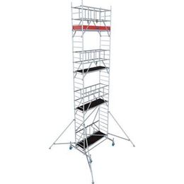 Alu-Faltger&uuml;st Krause ProTec XS, 200 kg/m&sup2;, gebremste Rollen, L 2000 x B 700 x H 8800 mm