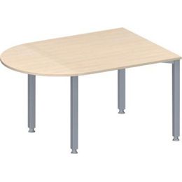 Sch&auml;fer Shop Sch&auml;fer Shop Genius Konferenztisch MODENA FLEX, Halbkreis, 4-Fu&szlig; Quadratrohr, B 1400 x T 1000 x H 720-840 mm, Ahorn/wei&szlig;aluminium RAL 9006