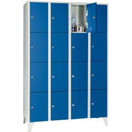 Wertfachschrank 300 mm, 4 Abteile, 16 F&auml;cher, Sicherheitszylinderschloss, Fu&szlig;, enzianblau