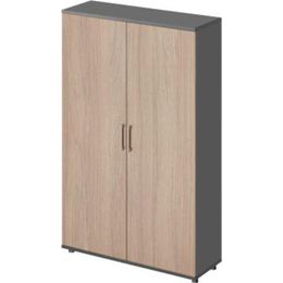 Sch&auml;fer Shop Sch&auml;fer Shop Genius Fl&uuml;gelt&uuml;renschrank TETRIS WOOD, 5 OH, H&ouml;he inkl. Gleiter, B 1200 mm, graphit/Eiche