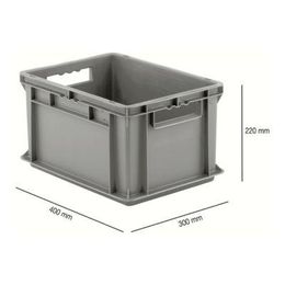 Sch&auml;fer Shop Kasten im EURO-Ma&szlig; EF 4220, L 400 x B 300 x H 220 mm, Inhalt 20,4 l, Tragkraft 15 kg, stapelbar, Polypropylen, grau