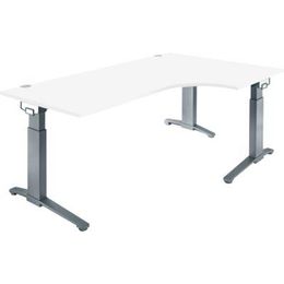 Sch&auml;fer Shop Sch&auml;fer Shop Genius Schreibtisch ERGOSTYLE S, 90&deg;, C-Fu&szlig; Gestell, Ansatz rechts, manuell h&ouml;henverstellbar, melaminharzbeschichtet, B 2000 x T 800 x H 675-895 mm, wei&szlig;/anthrazit