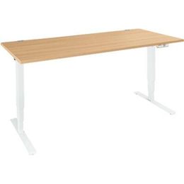 Sch&auml;fer Shop Sch&auml;fer Shop Genius Schreibtisch AERO FLEX, elektrisch h&ouml;henverstellbar, Rechteck, T-Fu&szlig;, B 1800 mm, Buche/wei&szlig; + Memorypanel