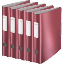 Leitz&reg; Ordner Active Style, DIN A4, R&uuml;ckenbreite 65 mm, 5 St&uuml;ck, granat rot
