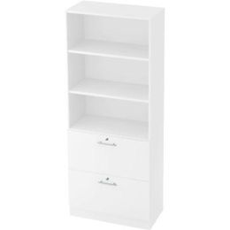 Schrank ULM, mit H&auml;ngeregistraturausz&uuml;gen, 3 OH, H 2004 x B 800 x T 420 mm, wei&szlig;/wei&szlig;