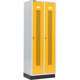 Sch&auml;fer Shop Sch&auml;fer Shop Select Kleiderspind, mit gelochten Streifen, 2 Abteile, 300 mm, mit Sockel, Drehriegelverschluss, T&uuml;r rapsgelb
