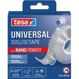 Tesa&reg; Universal doppelseitiges Tape Nano Power, bis 5 kg/m, 3m x 30mm, hochtransparent