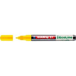 Lackmarker Edding 51 EcoLine, Schreibfarbe Gelb, Rundspitze, Strichst&auml;rke 1-2 mm, mit Kappe, wasserbasiert, nachf&uuml;llbar, 10 St&uuml;ck