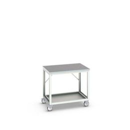 Mobile Werkbank Bott verso, Linoleum-Platte, 1 Ablageboden, mit Querstrebenset, B 1000 x T 800 x H 930 mm, RAL 7035 Lichtgrau