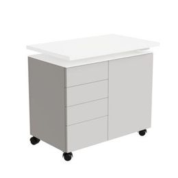 Anstellcontainer SOLUS PLAY, 4 Sch&uuml;be, 1 Fl&uuml;gelt&uuml;r, B 800 x T 500 x H 720 - 1080 mm, wei&szlig;