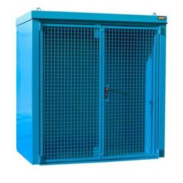 Gasflaschencontainer Bauer GFC-B M1, B 1175 x T 2120 x H 2265, f&uuml;r 28 Gasflaschen, feuerbest&auml;ndig, abschlie&szlig;bar, blau