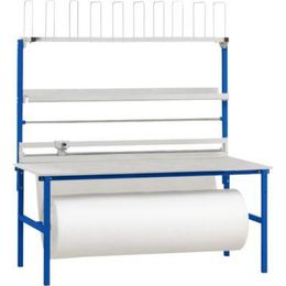 Rocholz Komplett-Packtisch I, inkl. Abrollvorrichtung und Schneidsystem, Arbeitsplatte B 2000 x T 800 mm, bis 100 kg