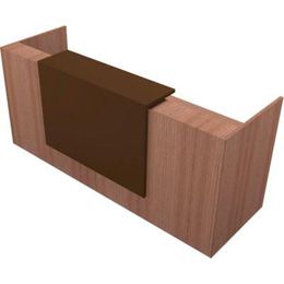 Theke Spezia, gerade, B 2460 x T 880 x H 1130 mm, Nuss Canaletto-Dekor/Leder brau