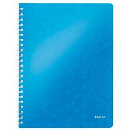 Collegeblock Leitz WOW, Format A4, 80 linierte Blatt, Klarsicht-Tasche, FSC&reg;-zertifiziert, blau