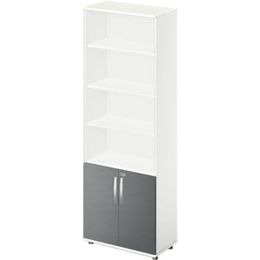 Sch&auml;fer Shop Sch&auml;fer Shop Select Kombischrank LOGIN, oben 4 Regale, unten 2 Ordnerh&ouml;hen mit T&uuml;ren, B 800 x T 420 x H 2240 mm, wei&szlig;/graphit