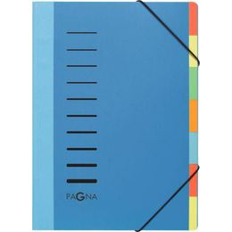 PAGNA Pultordner Color, f&uuml;r DIN A4, 7 F&auml;cher, Polypropylen, blau