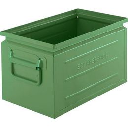Sch&auml;fer Shop Sch&auml;fer Shop Select Stapelbox, Volumen 13,4 l, 80 kg, Faltgriffe, L 379 x B 207 x H 200 mm, Stahlblech, gr&uuml;n RAL 6011