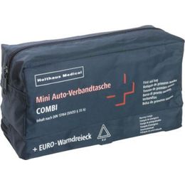 Verbandtasche Holthaus Medical Mini COMBI, f&uuml;r das Auto, Inhalt nach DIN 13 164, inkl. Warndreieck, B 220 x T 80 x H 120 mm, Nylon, blau