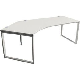 Sch&auml;fer Shop Sch&auml;fer Shop Genius Winkelschreibtisch MODENA FLEX, 135&deg;, B&uuml;gelfu&szlig;, Ansatz links, B, B 2165 mm, lichtgrau