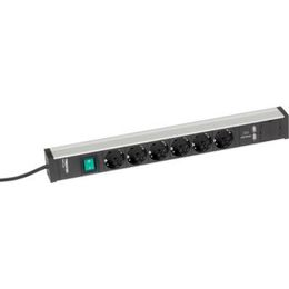 Steckdosenleiste treston 468/1, 6-fach, 2 x USB A, An/Aus-Schalter, 4,5 m langes Kabel, 16 A/250 V, B 468 x T 44 x H 52 mm, Aluminium