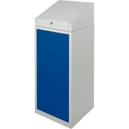 Werkzeugschrank mit Schreibpult, Fl&uuml;gelt&uuml;r, 2 B&ouml;den, 1 Schub, B 500 x T 500 x H 1200 mm, abschlie&szlig;bar, lichtgrau/blau