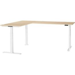 Sch&auml;fer Shop Sch&auml;fer Shop Genius Winkelschreibtisch Modena Flex, elektrisch h&ouml;henverstellbar, 90&deg; Winkel beidseitig, B 2000 x T 2400 mm, Ahorn/wei&szlig;