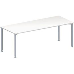 Sch&auml;fer Shop Sch&auml;fer Shop Genius Konferenztisch MODENA FLEX, Rechteck, 4-Fu&szlig; Rundrohr, B 2000 x T 800 x H 720-840 mm, wei&szlig;/wei&szlig;aluminium RAL 9006