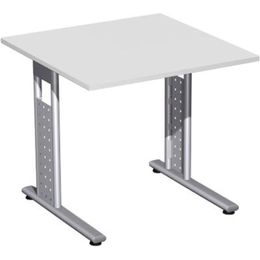 Schreibtisch ALICANTE, C-Fu&szlig;, Rechteck, B 800 x T 800 x H 680-820 mm, lichtgrau
