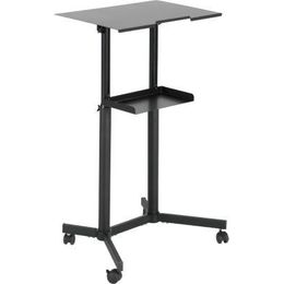 Updated Update Display mobiles Stehpult BLACK, h&ouml;henverstellbar, neigbares Pult, 1 Fachboden, mit Laufrollen, schwarz