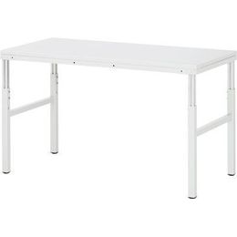 Rau ESD-Basistisch Serie E, manuell h&ouml;henverstellbar, 28 mm Spanplatte mit Melaminbelag, bis 450 kg, B 1000 x T 700 x H 650-1000 mm, lichtgRau