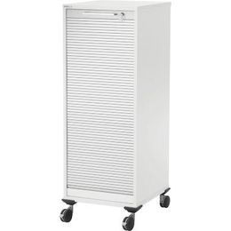 Sch&auml;fer Shop Sch&auml;fer Shop Genius Multimobil, B 450 x T 500 x H 1220 mm, Kunststoffrollladen, mit Rollen, abschlie&szlig;bar, wei&szlig;